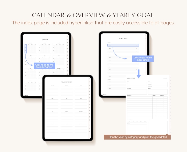Portrait Undated Digital Planner Goodnotes, Notability iPad Planner ...