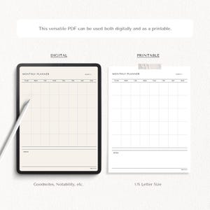 Digital Minimal Monthly Planner | Simple Monthly Calendar PDF, Undated ...