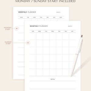Undated Monthly Planner Printable Blank Minimalist Planner, Vertical ...