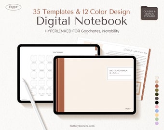 Dark Mode Digital Notebook for Goodnotes & Notability | 12 Hyperlinked ...