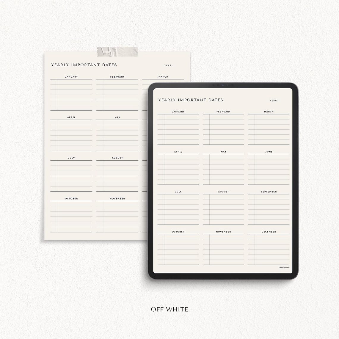 Yearly Important Dates Digital Planner | Year at a Glance ...