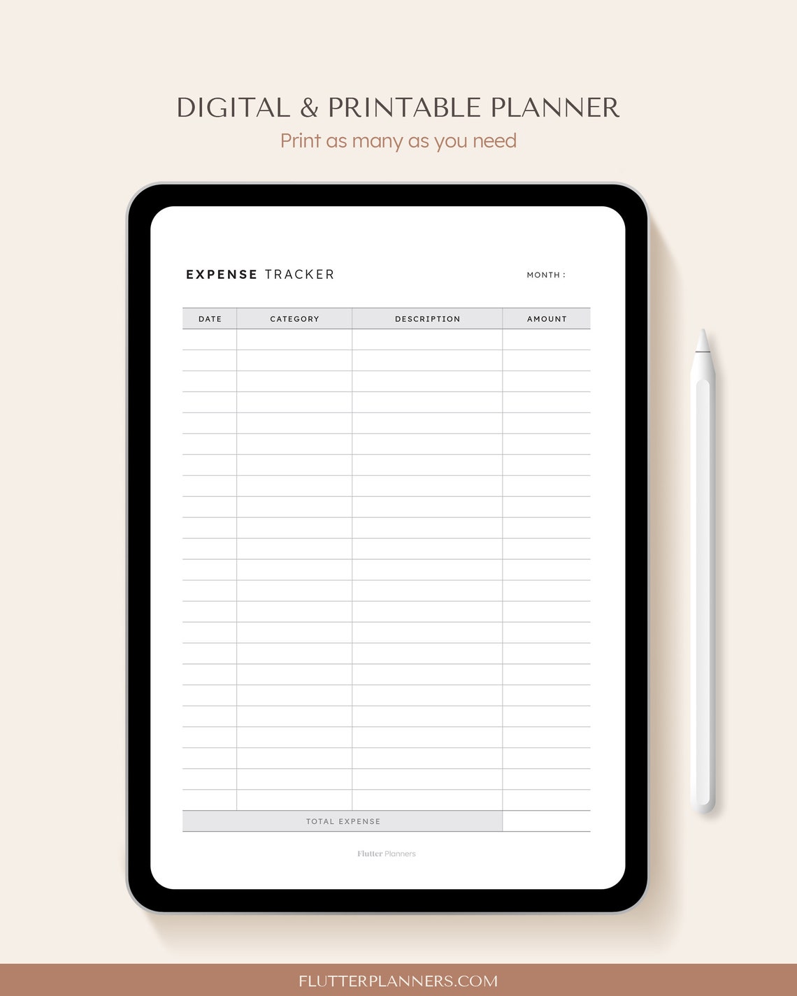 Income & Expense Tracker Printable | Monthly Budget Planner, Business ...
