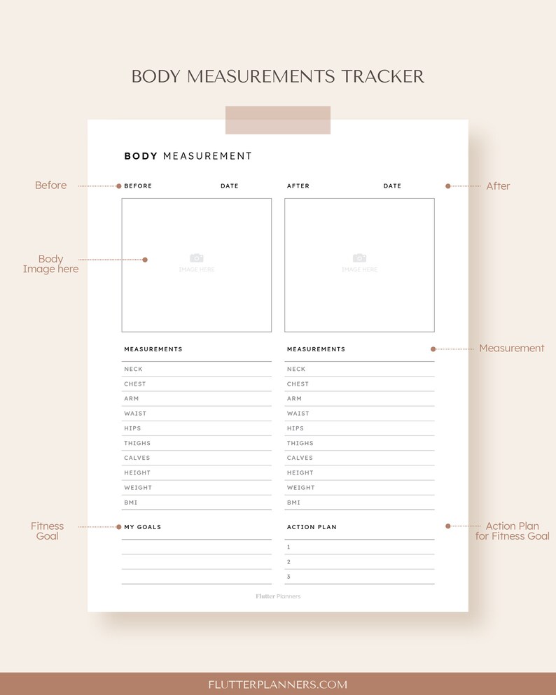 Body Measurement Printable | Fillable Body Measurements Tracker ...