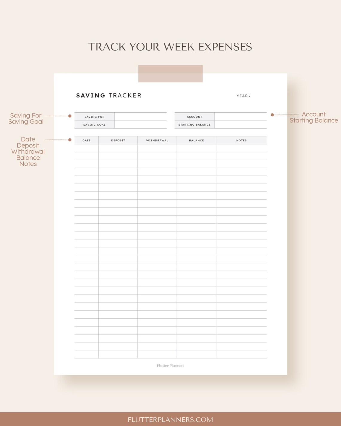 Saving Tracker Printable Saving Goal Planner PDF Financial - Etsy