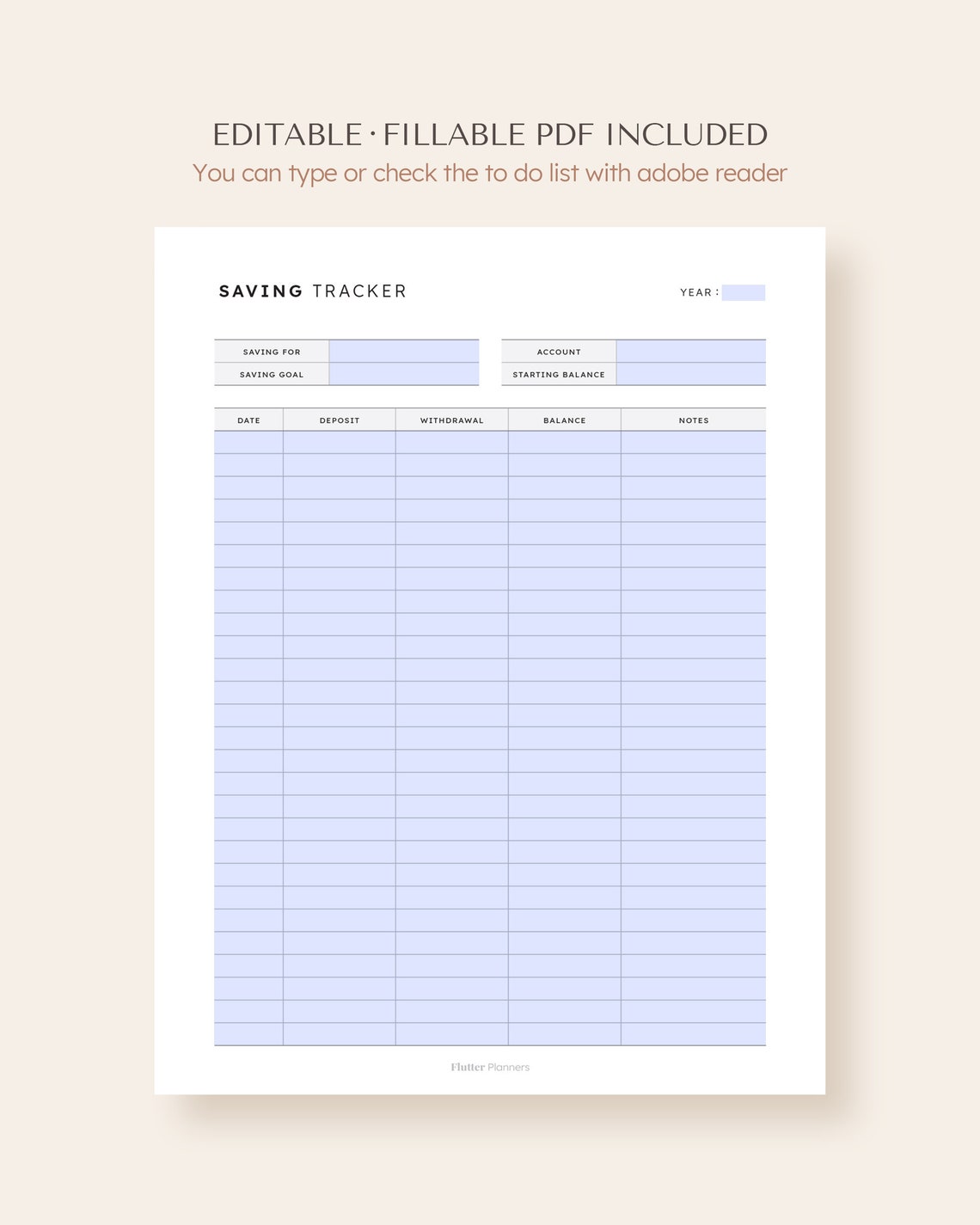Saving Tracker Printable Saving Goal Planner PDF Financial - Etsy