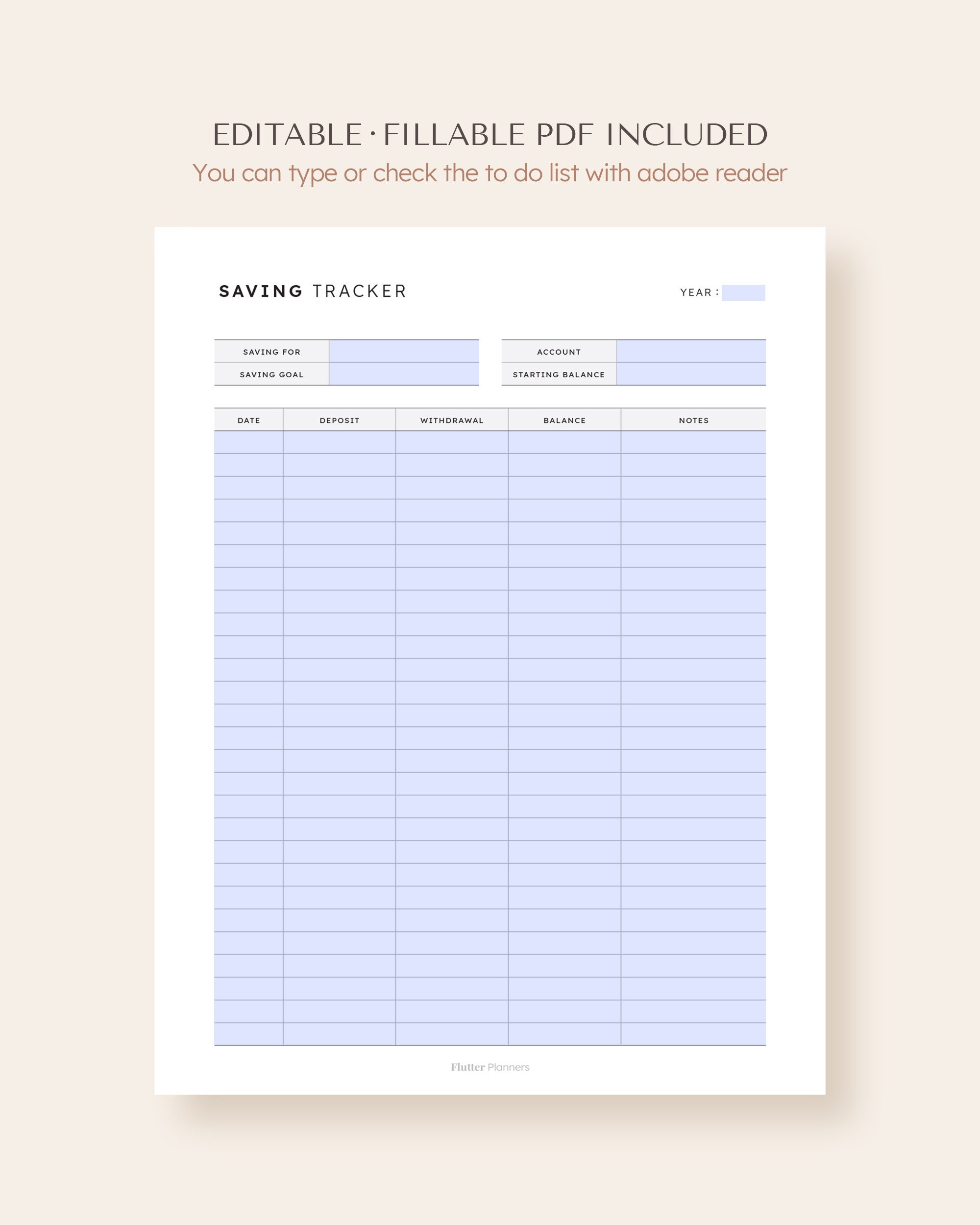Saving Tracker Printable Saving Goal Planner PDF Financial - Etsy