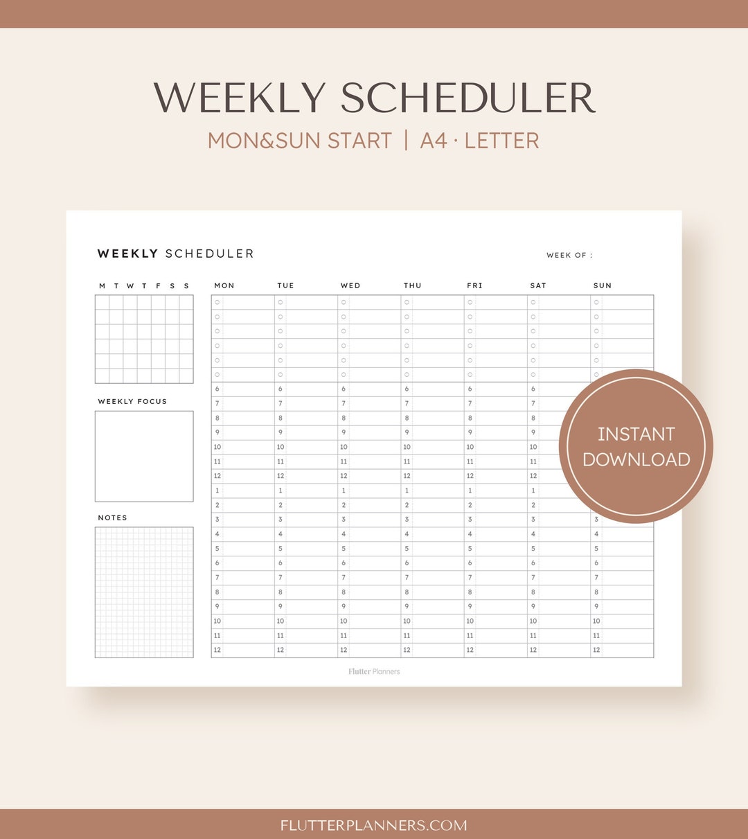 Weekly Scheduler Printable | Weekly Timetable With to Do List Organizer ...