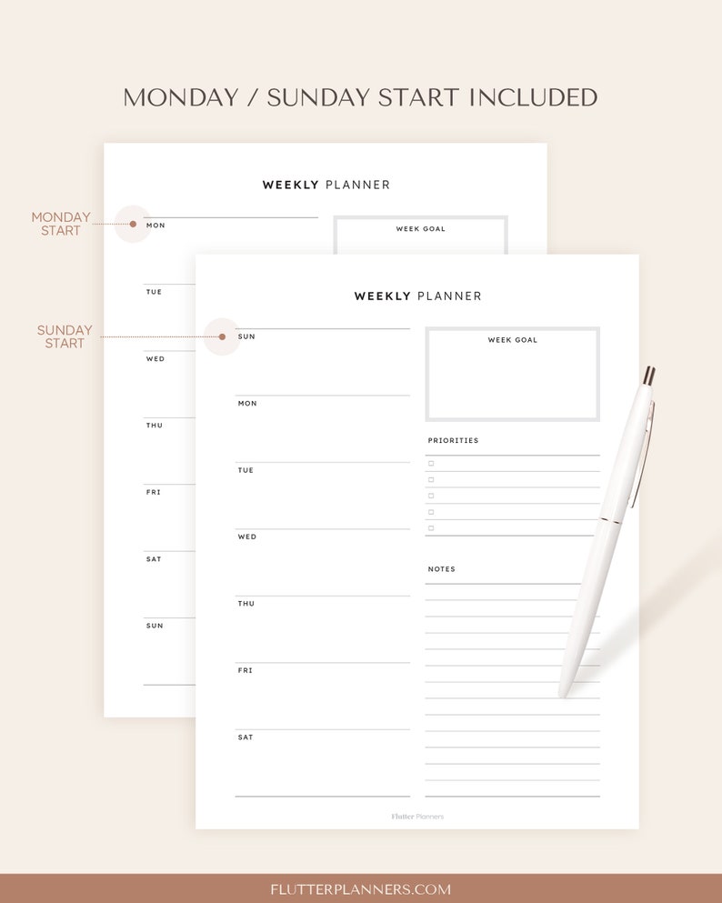Weekly Planner Printable | Weekly Goal Plan Worksheet, Priorities ...