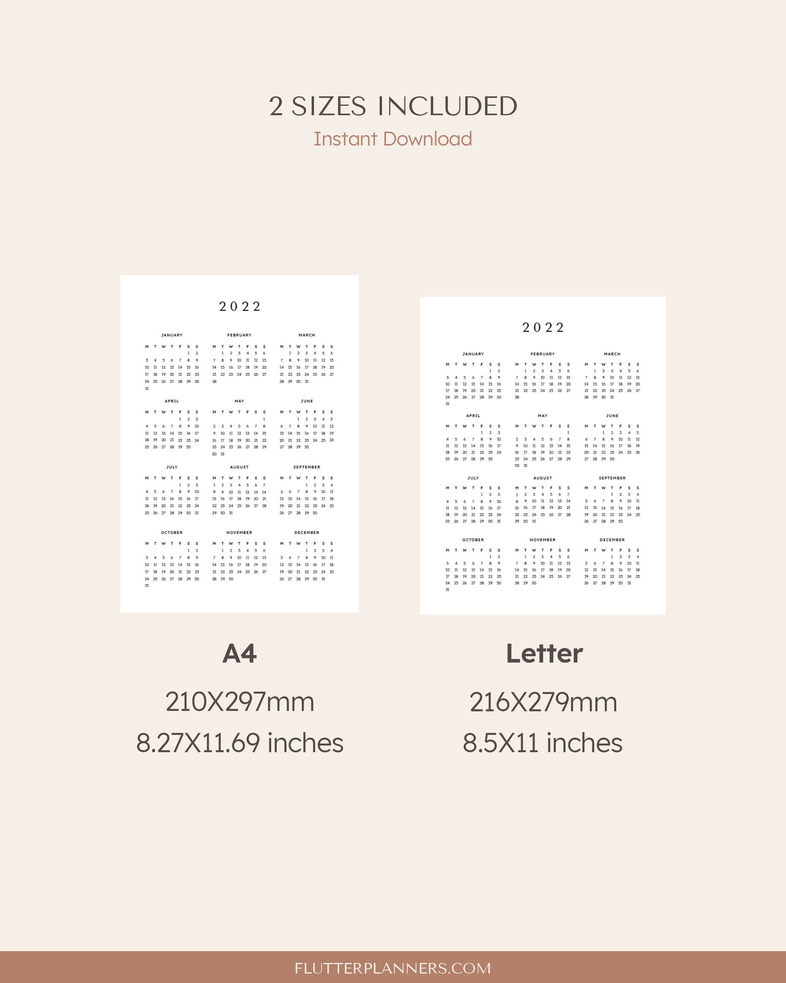 2022-23 Calendar Printable Yearly Calendar Digital Stickers - Etsy