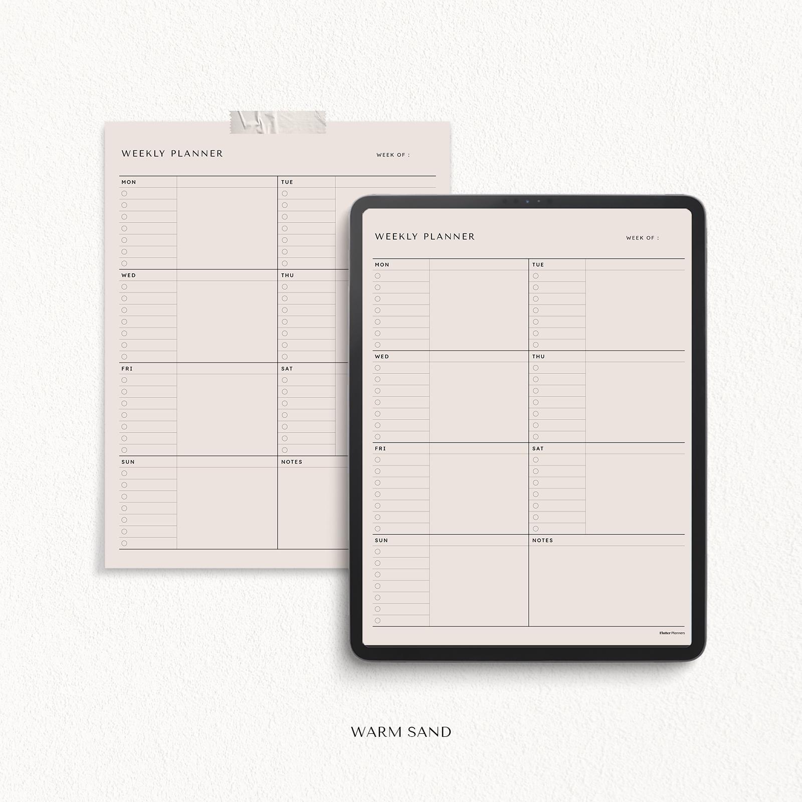 Digital Weekly Planner With to Do List | Undated Weekly Organizer ...