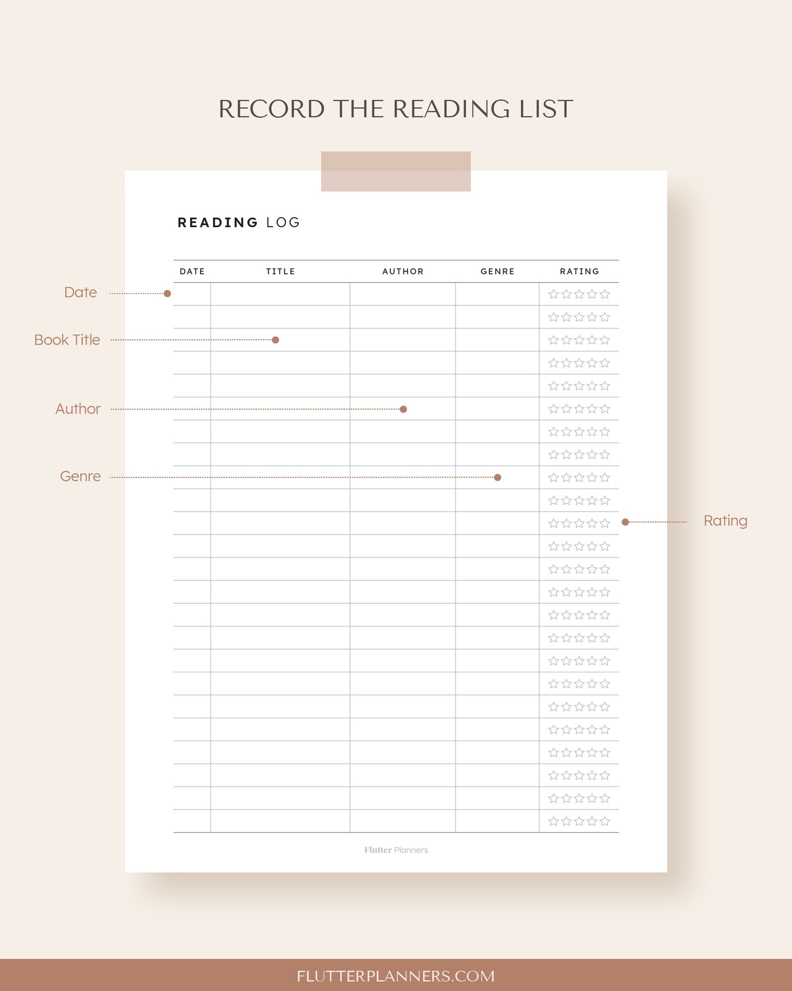 Reading Log Printable | Minimal Reading List Tracker Template, Reading ...