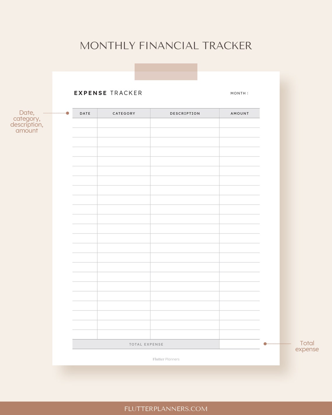 Income & Expense Tracker Printable | Monthly Budget Planner, Business ...