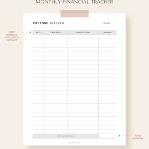 Income & Expense Tracker Printable | Monthly Budget Planner, Business ...