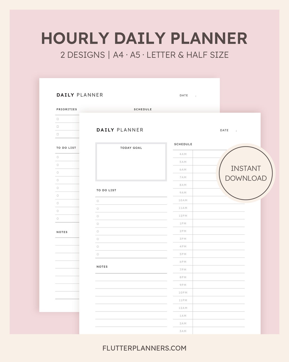 Hourly Daily Planner Printable Day Organizer Inserts To do | Etsy