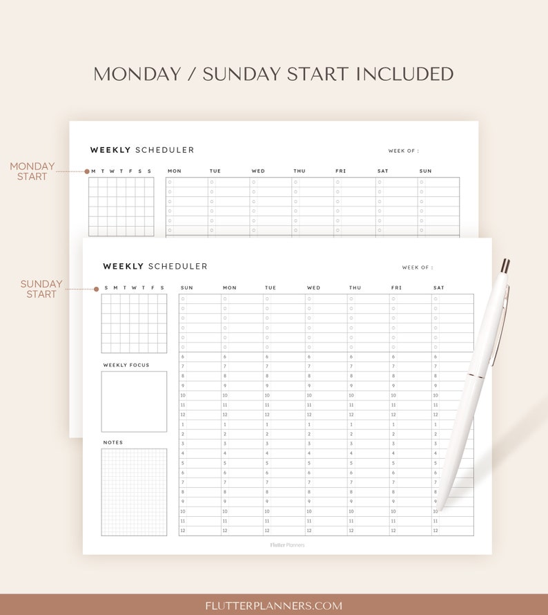 Weekly Scheduler Printable | Weekly Timetable With to Do List Organizer ...