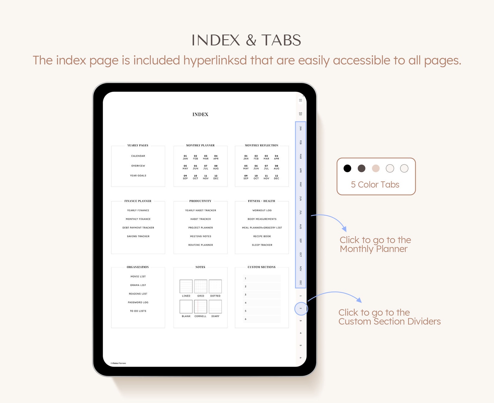 Portrait Undated Digital Planner Goodnotes, Notability iPad Planner ...