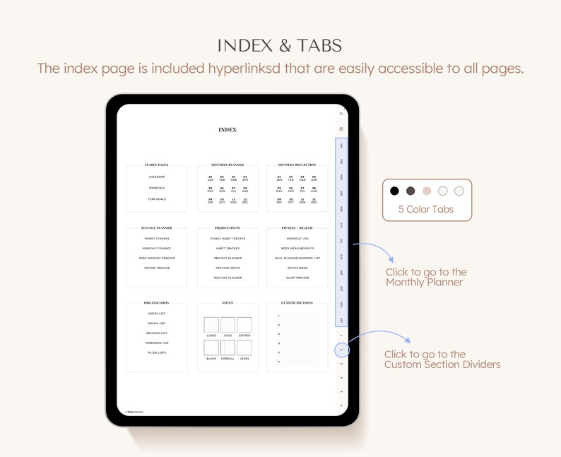 Portrait Undated Digital Planner Goodnotes, Notability iPad Planner ...
