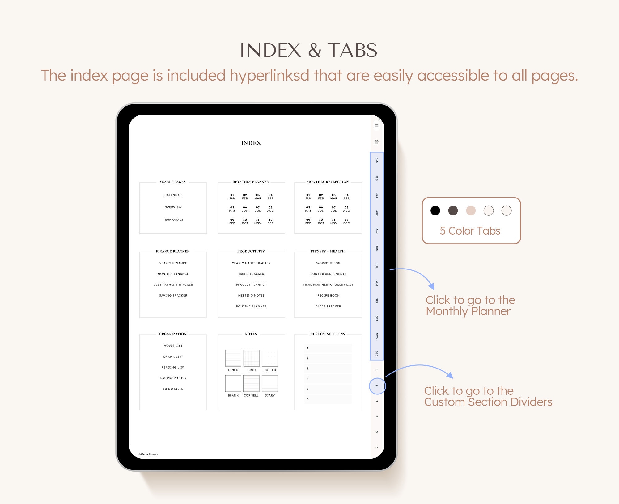 Portrait Undated Digital Planner Goodnotes, Notability iPad Planner ...