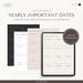 Yearly Important Dates Digital Planner | Year at a Glance ...