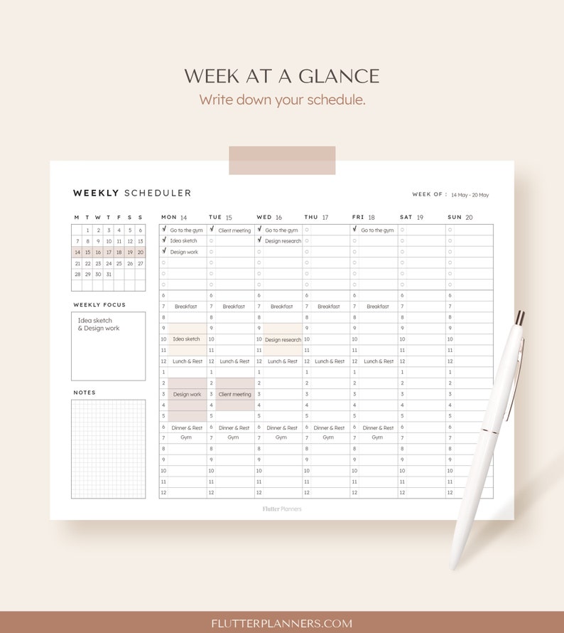 Weekly Scheduler Printable | Weekly Timetable With to Do List Organizer ...