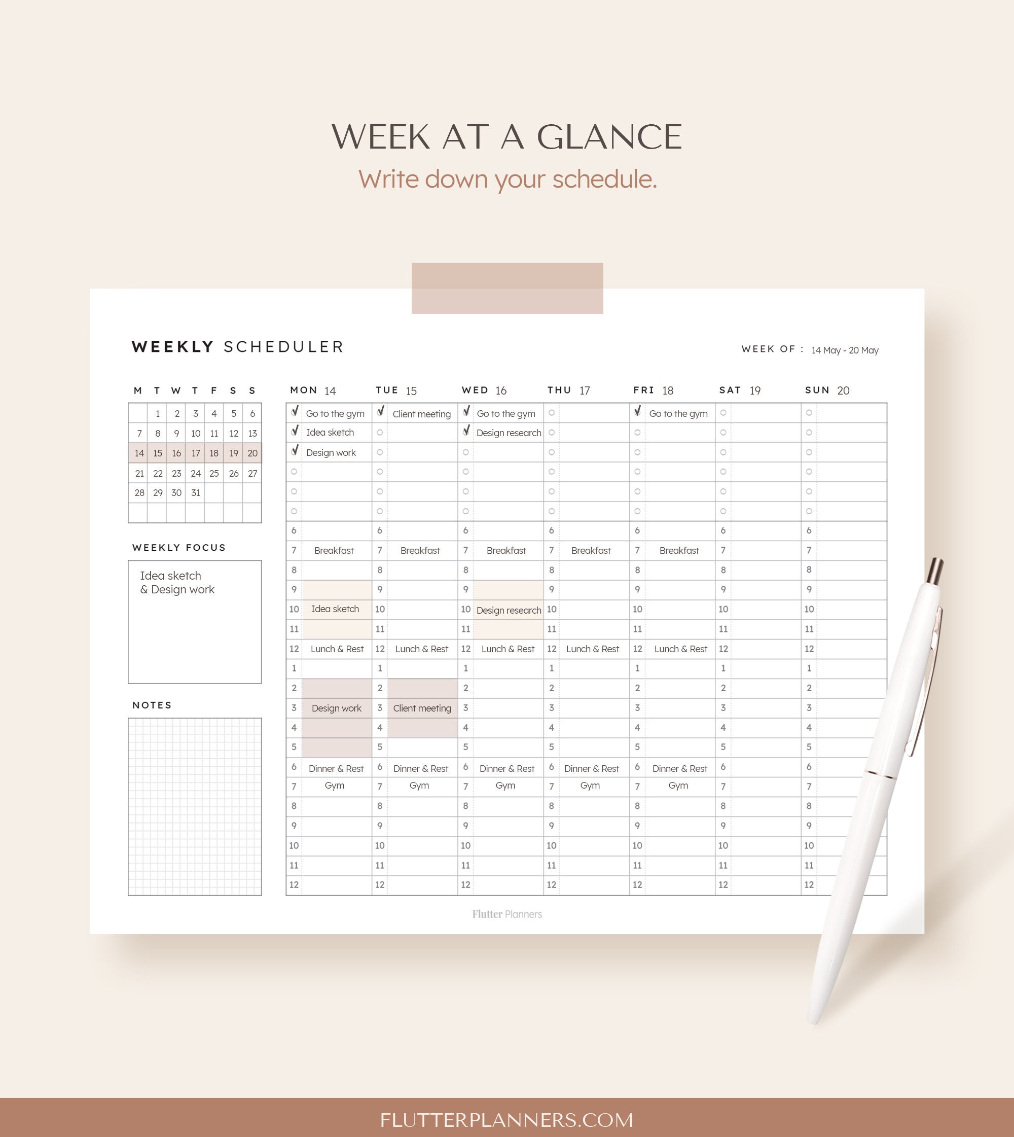 Weekly Scheduler Printable | Weekly Timetable With to Do List Organizer ...