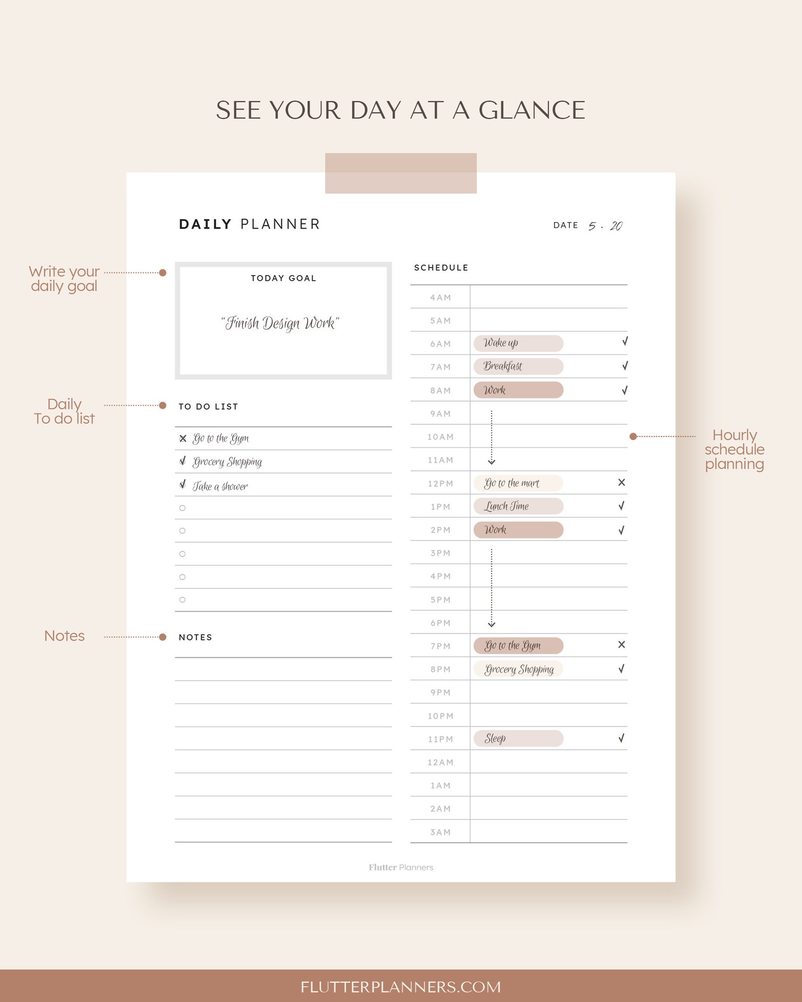 Hourly Daily Planner Printable, Day Organizer Inserts, to Do List Pdf ...