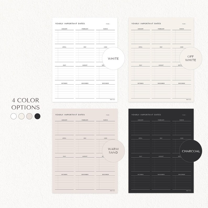 Yearly Important Dates Digital Planner | Year at a Glance ...