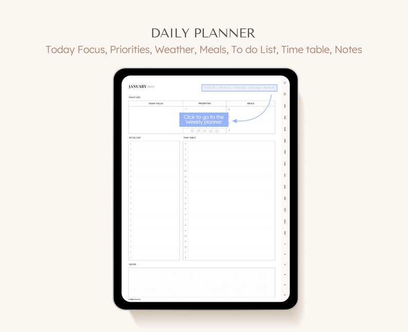 Portrait Undated Digital Planner Goodnotes, Notability iPad Planner ...