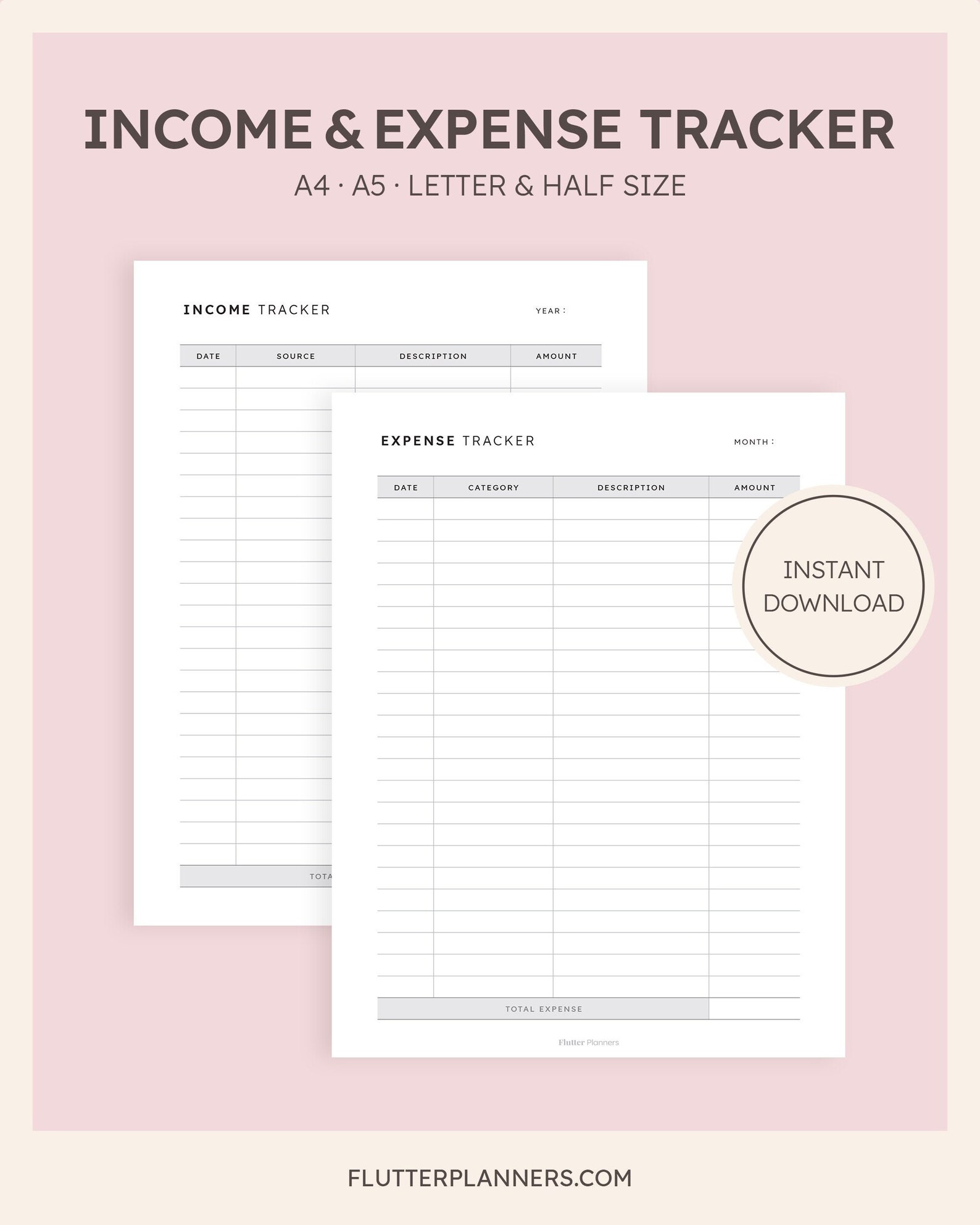 Income & Expense Tracker Printable Monthly Budget Planner | Etsy