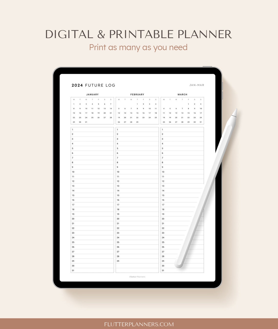 2024 Future Log Printable Minimalist Yearly Planner Year at - Etsy