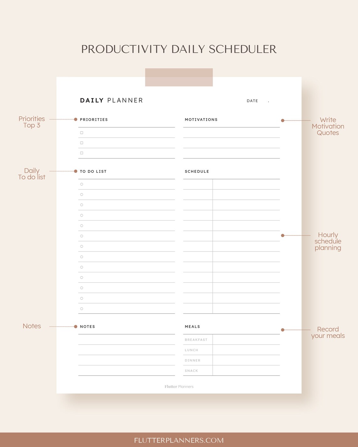 Minimalist Daily Planner Printable | Priorities Desk Worksheet Pdf ...