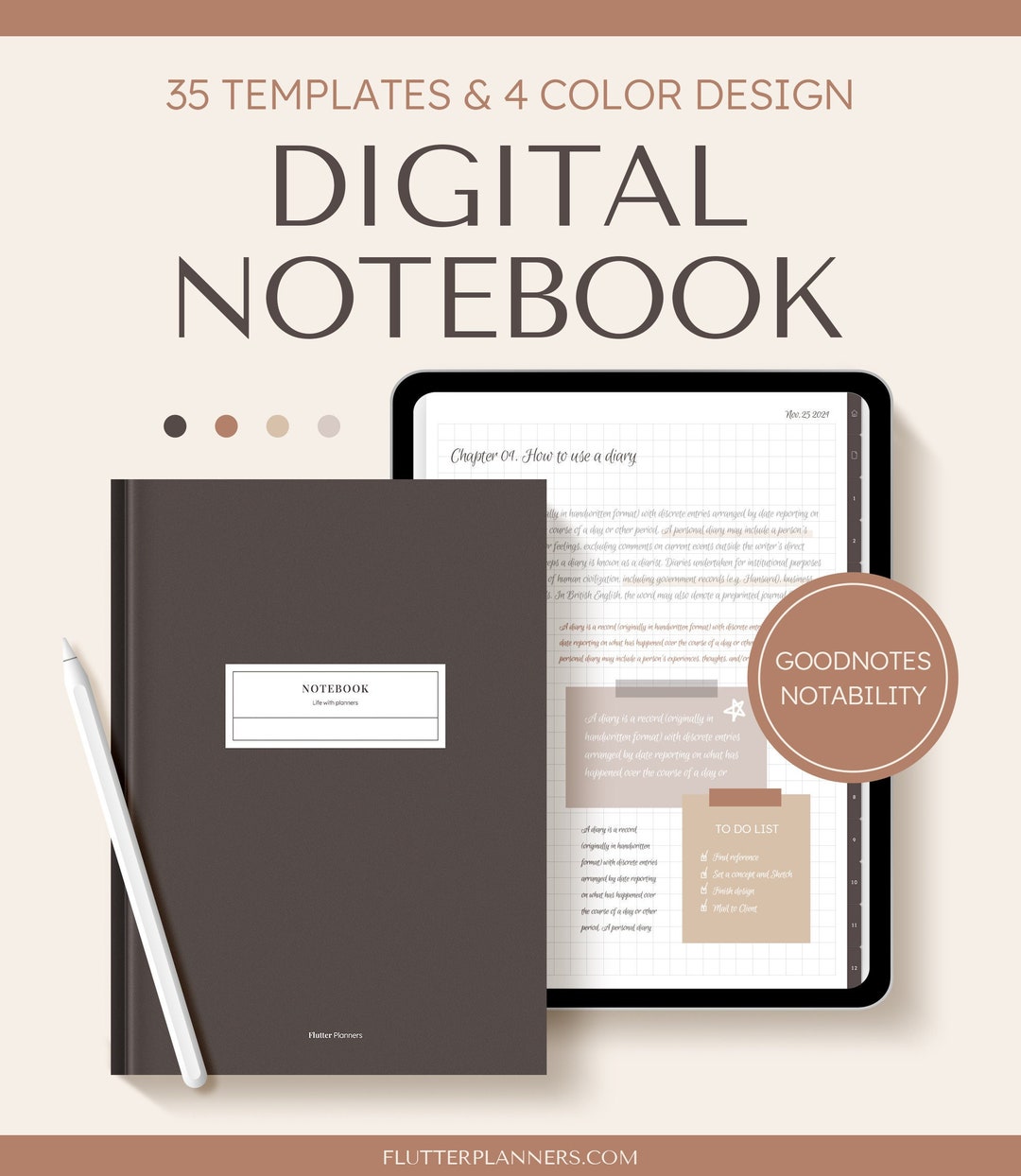 Digital Notebook for Goodnotes & Notability | 12 Hyperlinked Tabs for ...