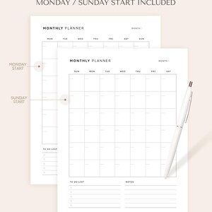 Undated Monthly Planner Printable Blank Minimalist Planner, Vertical ...