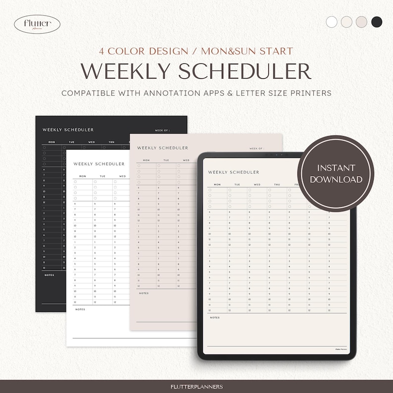 Digital Weekly Scheduler | Time Blocking Planner Inserts, Productivity ...