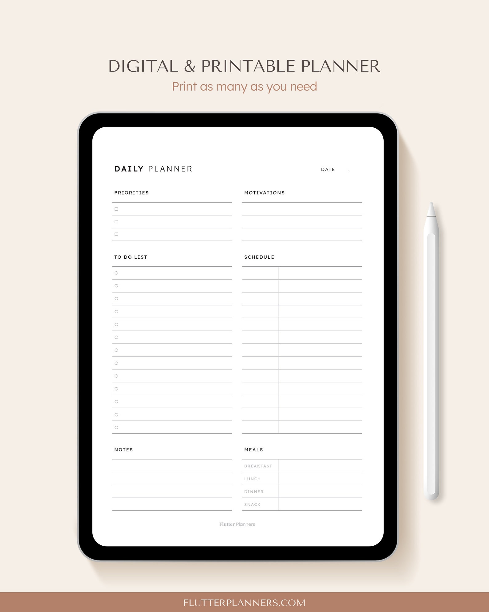 Minimalist Daily Planner Printable | Priorities Desk Worksheet Pdf ...