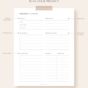 Project Planner Printable | Work Management Planner, Project Action ...
