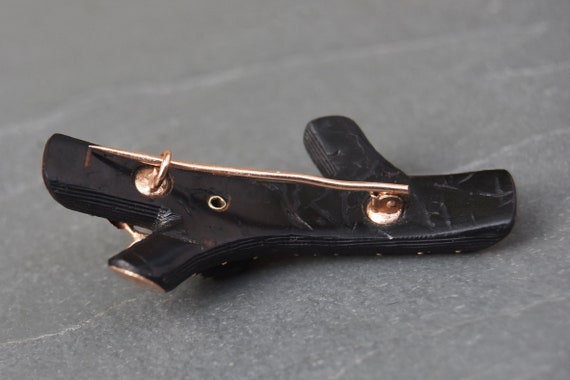 RESERVED - Antique 14K Gold and Wood Log Brooch with … - Gem