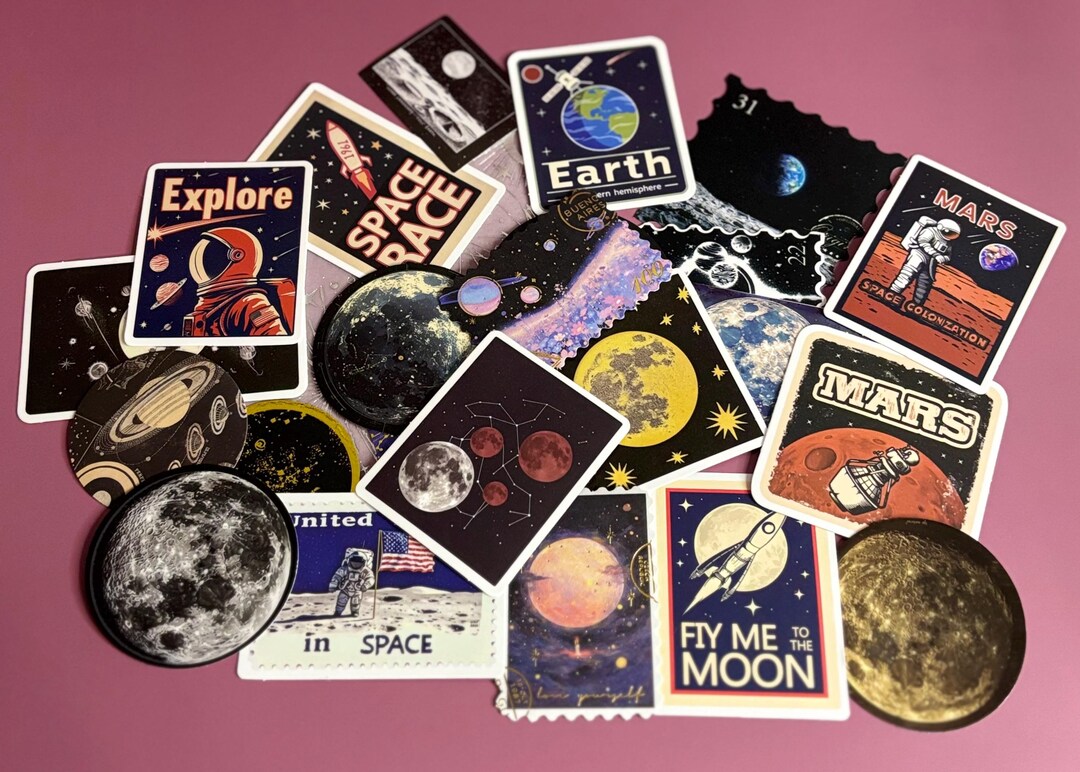 25 Space Themed Sticker Set | Perfect for Journals, Notebooks, Junk ...