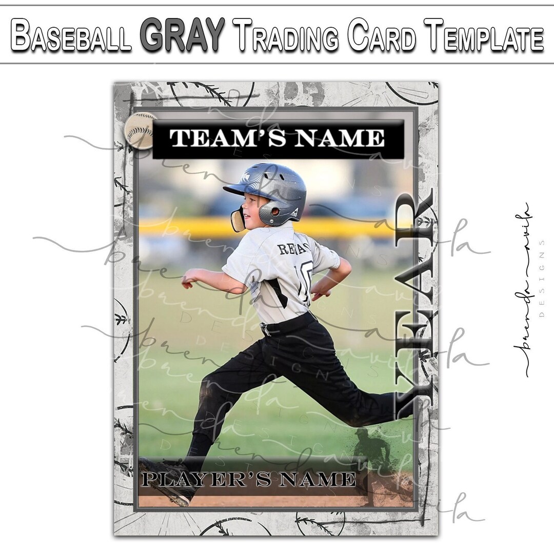 Baseball Trading Card Black and Gray- Sport - Etsy