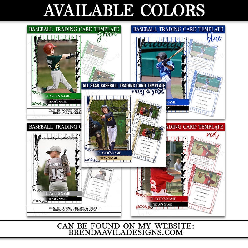 Blue Baseball Trading Card Template- Google Slides- Sports- Edit - Etsy