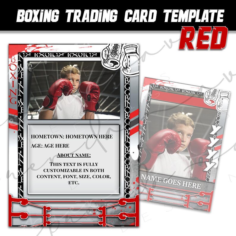 Boxing Trading Card Template- Red & Black- Google Slides- Sports- Edit ...