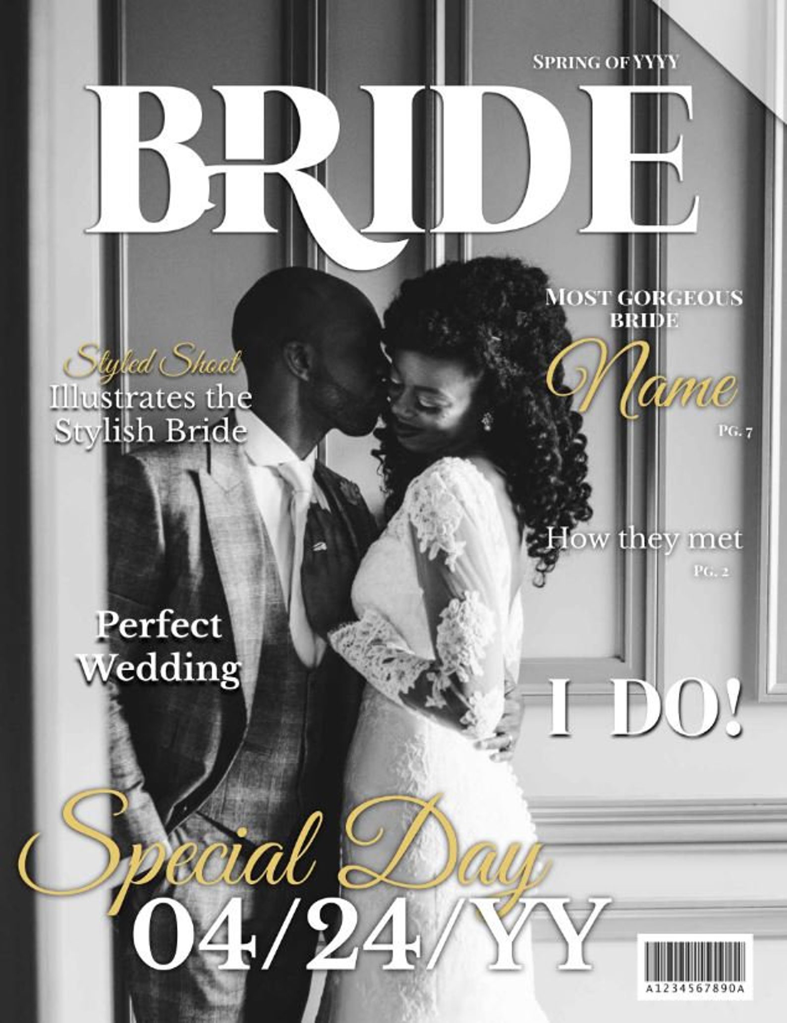 Bride Magazine Cover Template Edit High Quality - Etsy