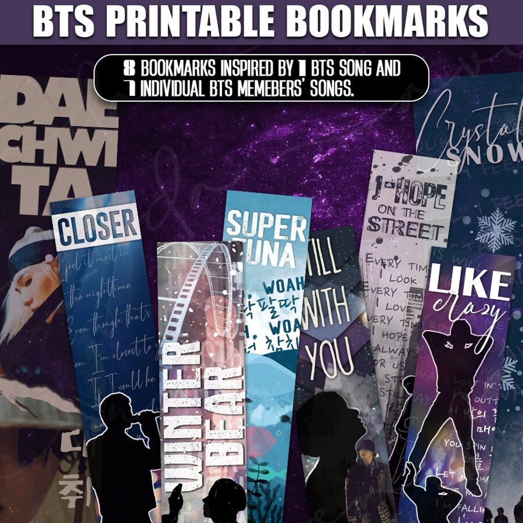 BTS Bookmarks 8 Designs ARMY Google Slides PDF Printable Digital - Etsy