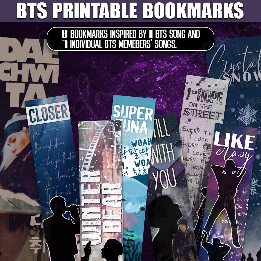 BTS Bookmarks 8 Designs ARMY Google Slides PDF Printable - Etsy