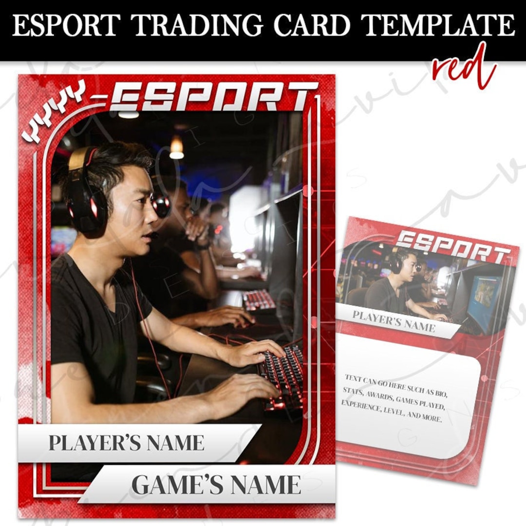 Esports Trading Card Template- Red - Gamer- Google Slides- Sports- Edit ...
