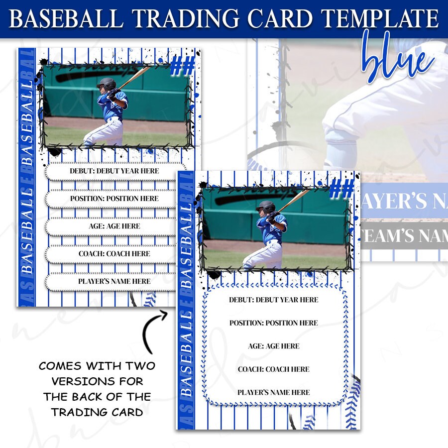 Blue Baseball Trading Card Template Google Slides Sports - Etsy