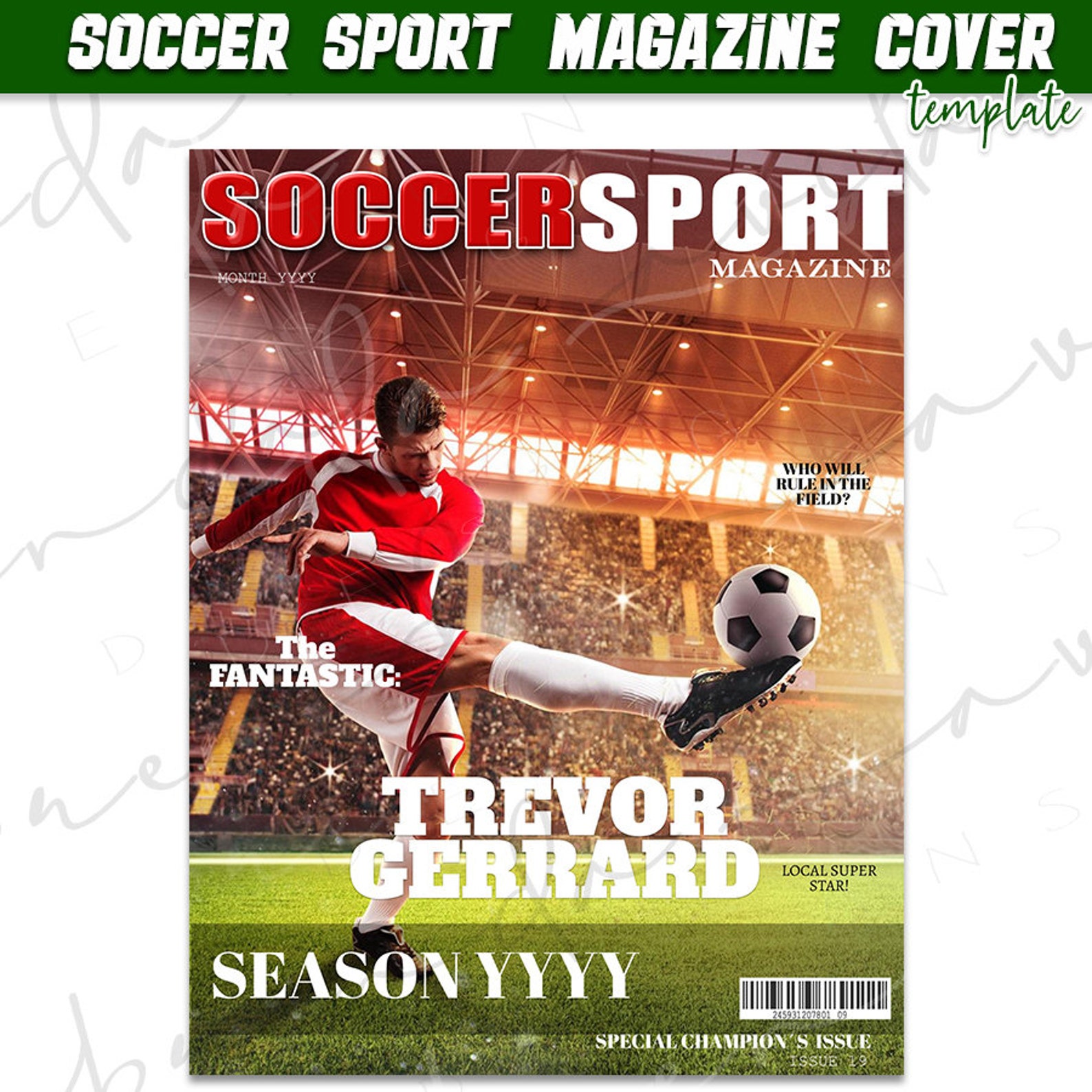 Soccer Sport- Magazine Cover Template- Custom- Google Slides- High ...