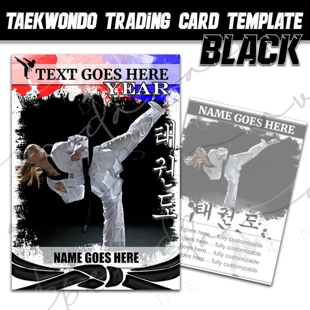 Taekwondo Sports Card- Black Belt- Google Slides- Sports- Edit - Etsy