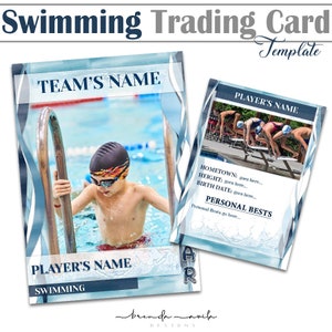 Swimming Trading Card Template- Google Slides- Sports- Edit - Etsy
