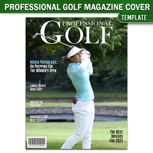 Professional Golf Magazine Cover Template- Edit- Digital Instant ...
